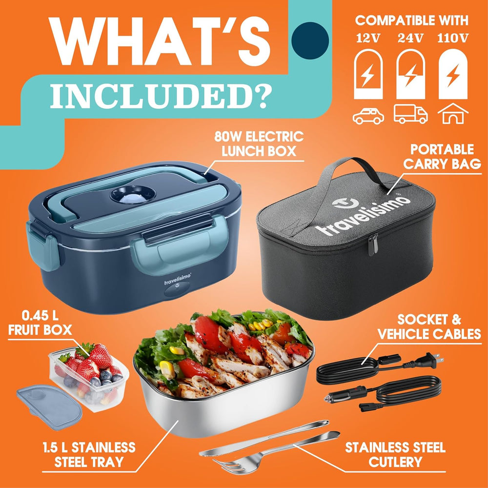 Bari Electric Lunch Box + Carry Bag - Dark Blue